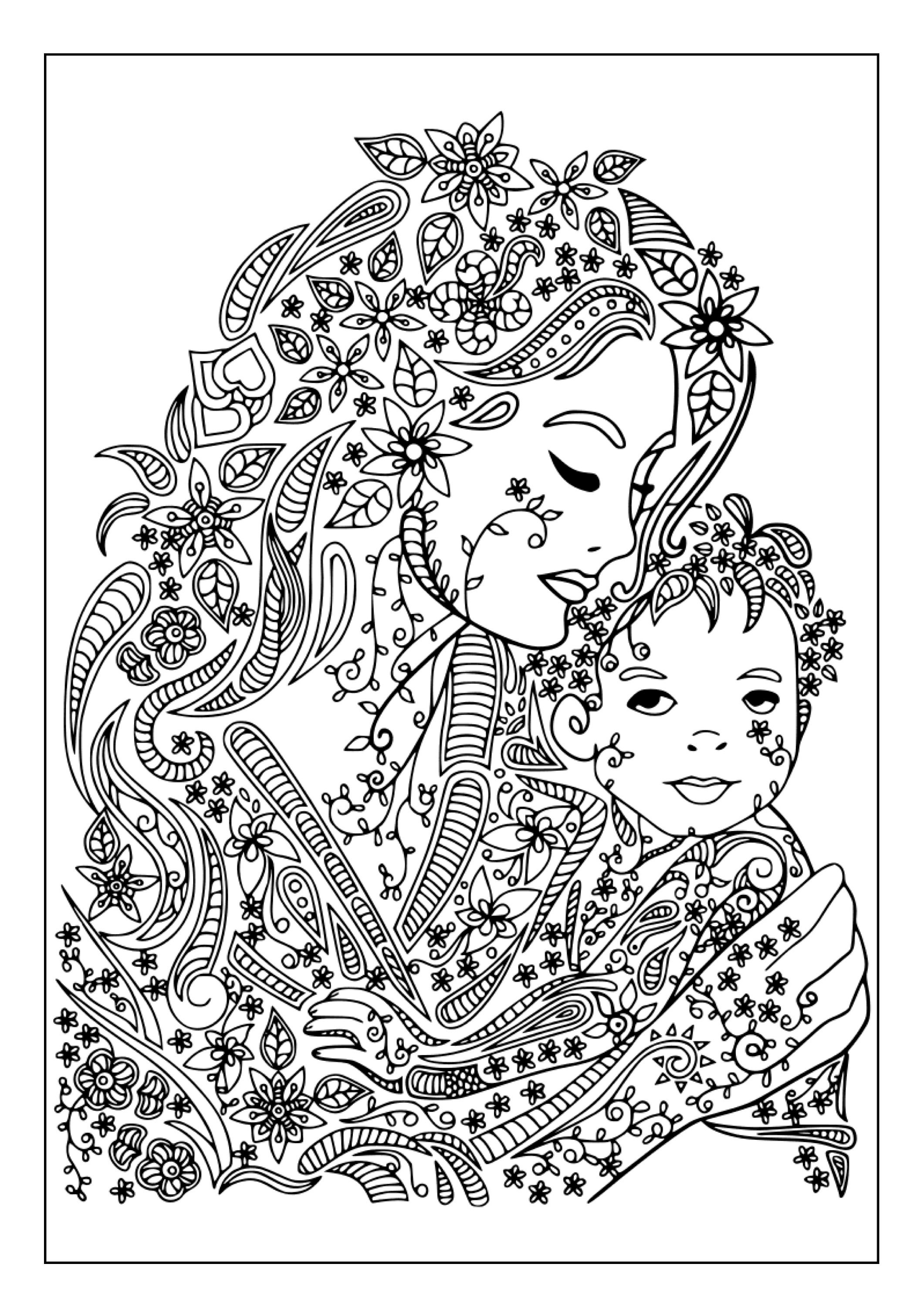 Printable Zentangle Girl Coloring Pages for Kids & Adults | 30 Pages ...