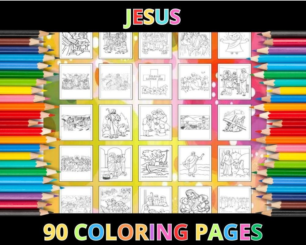 Printable Jesus Coloring Pages for Kids & Adults | 90 Pages | Instant ...