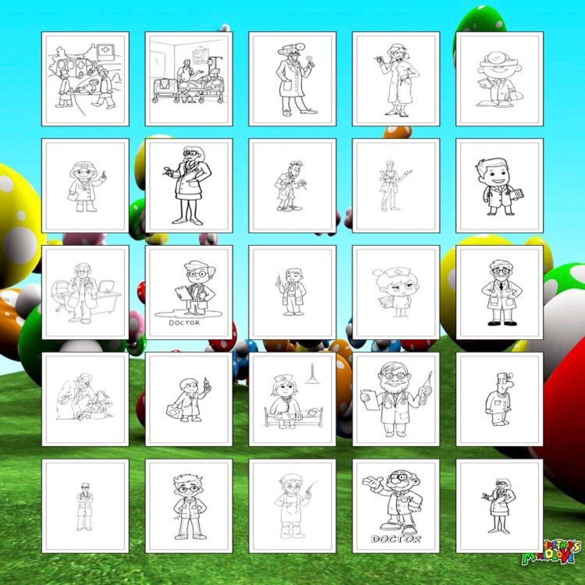 Printable Doctor Coloring Pages for Kids & Adults | 45 Pages | Digital ...