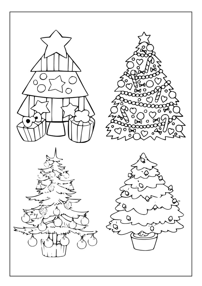 Printable Christmas Tree Coloring Pages for Kids and Adults | 100 Pages ...