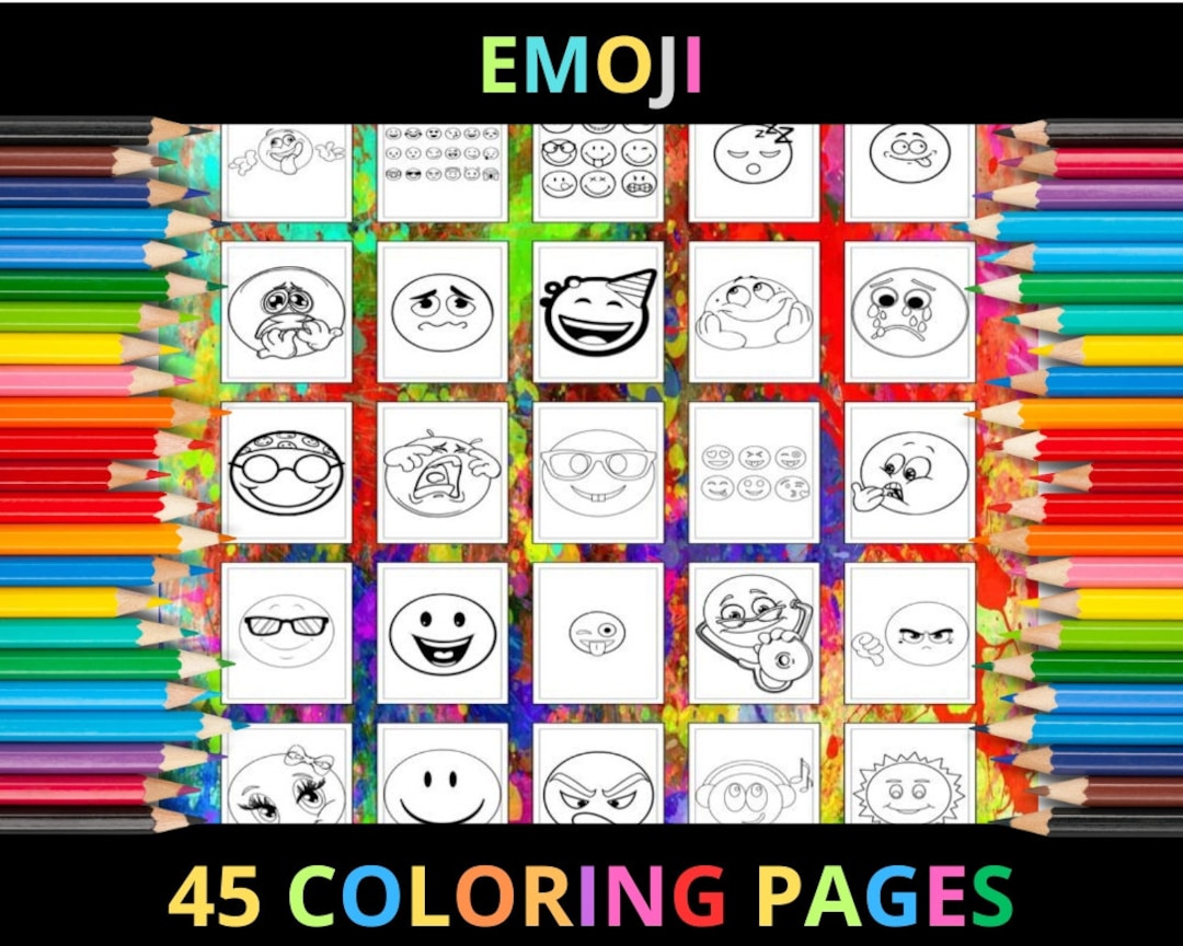 Printable Emoji Coloring Pages for Kids and Adults | 45 Pages | Instant ...