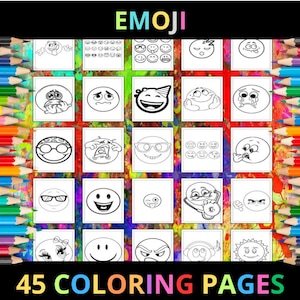 Printable Emoji Coloring Pages for Kids and Adults | 45 Pages | Instant ...
