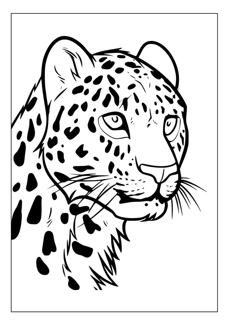 Printable Leopard Coloring Pages for Kids & Adults 65 Pages Instant ...