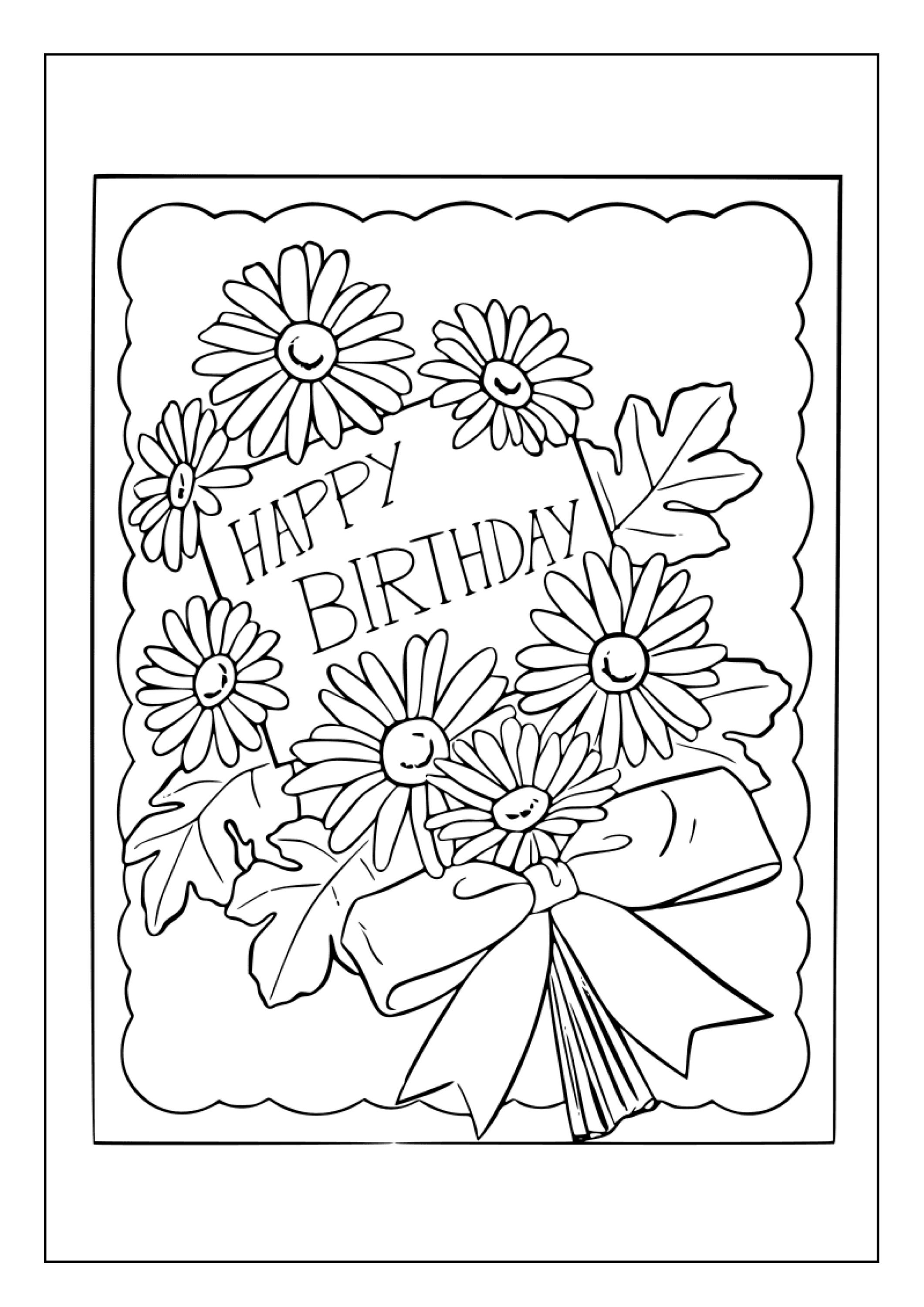 Printable Happy Birthday Card Coloring Pages for Kids and Adults | 55 ...