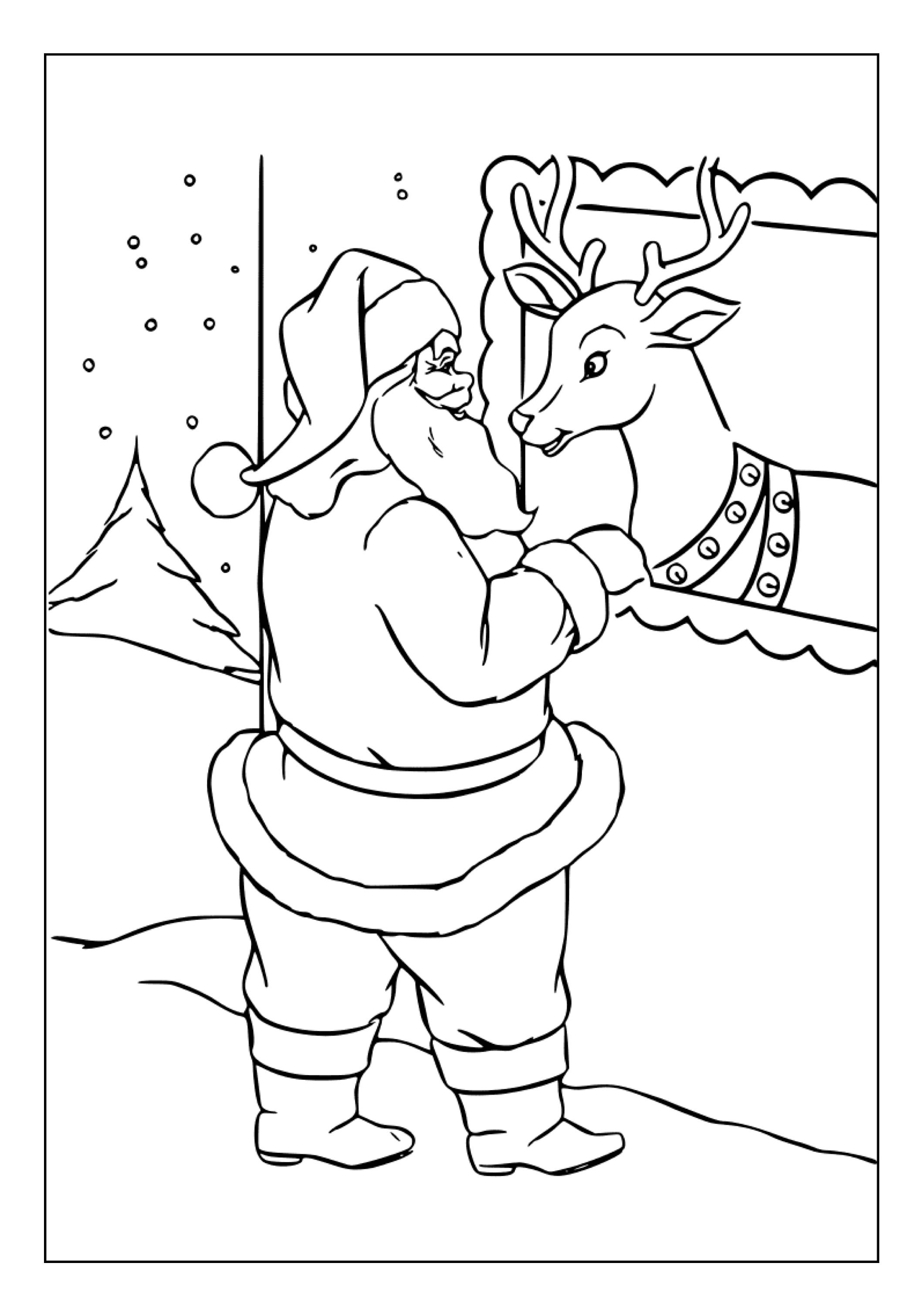 Printable Christmas Santa & Reindeer Coloring Pages for Kids, 90 Pages ...