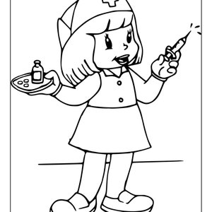 Printable Nurse Coloring Pages for Kids & Adults | 90 Pages | Instant ...