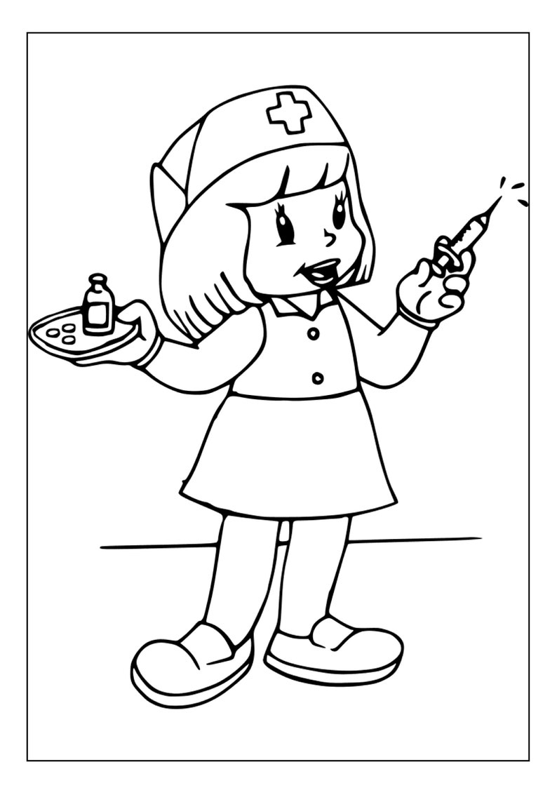 Printable Nurse Coloring Pages for Kids & Adults | 90 Pages | Instant ...