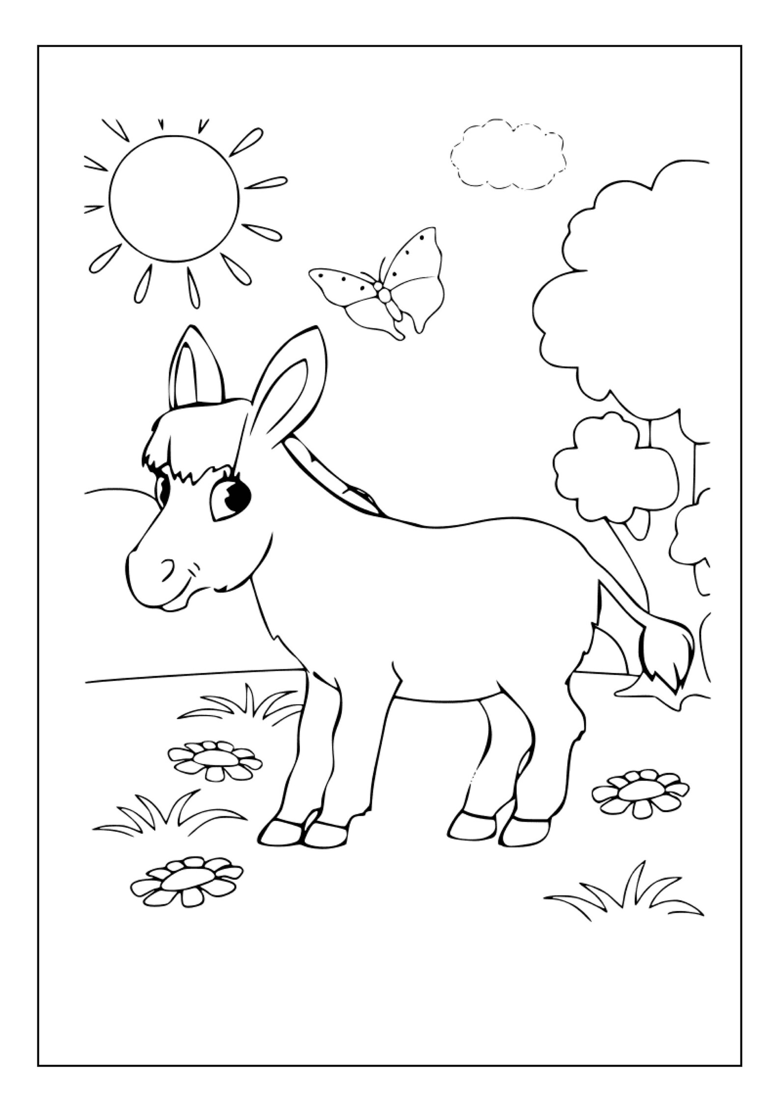 Printable Donkey Coloring Pages for Kids & Adults | 30 Pages | Instant ...