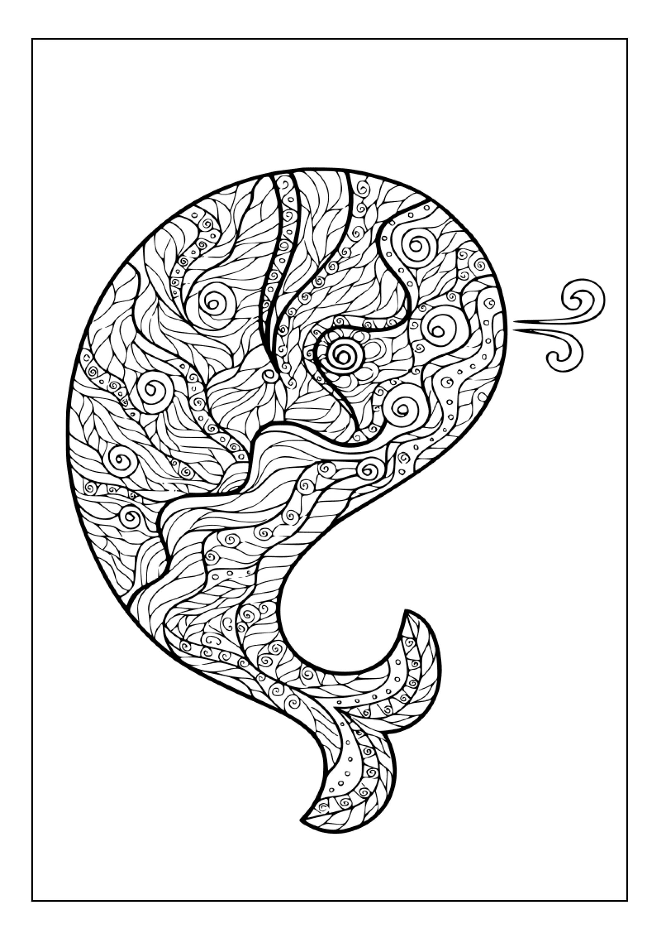 Printable Zentangle Fish Coloring Pages for Kids & Adults 25 - Etsy
