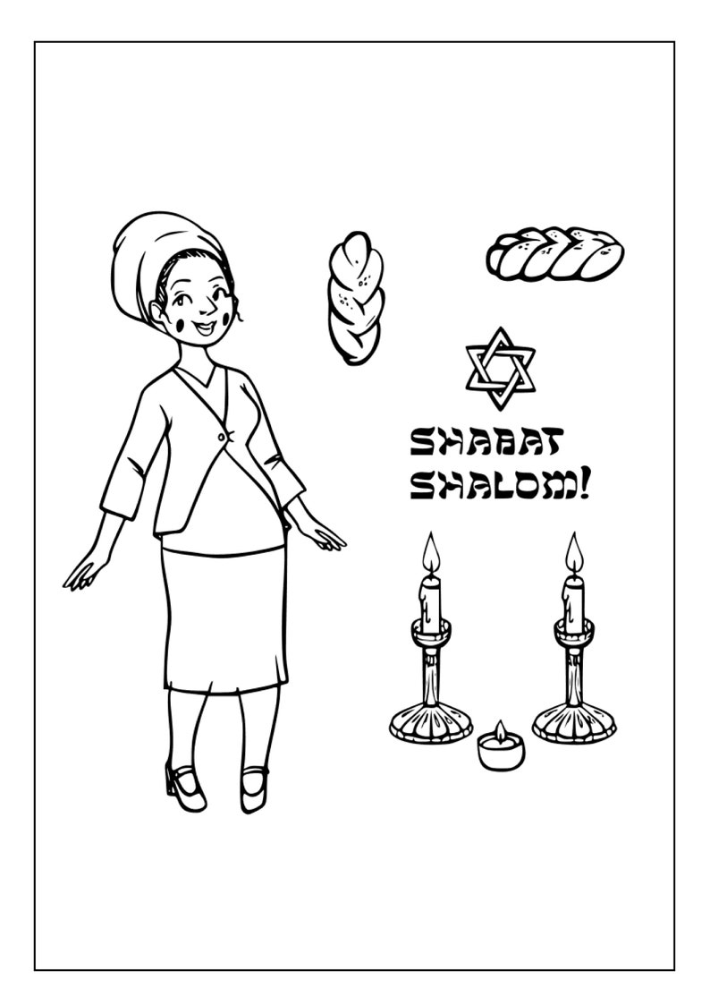Printable Shabbat Coloring Pages for Kids & Adults | 25 Pages | Instant ...