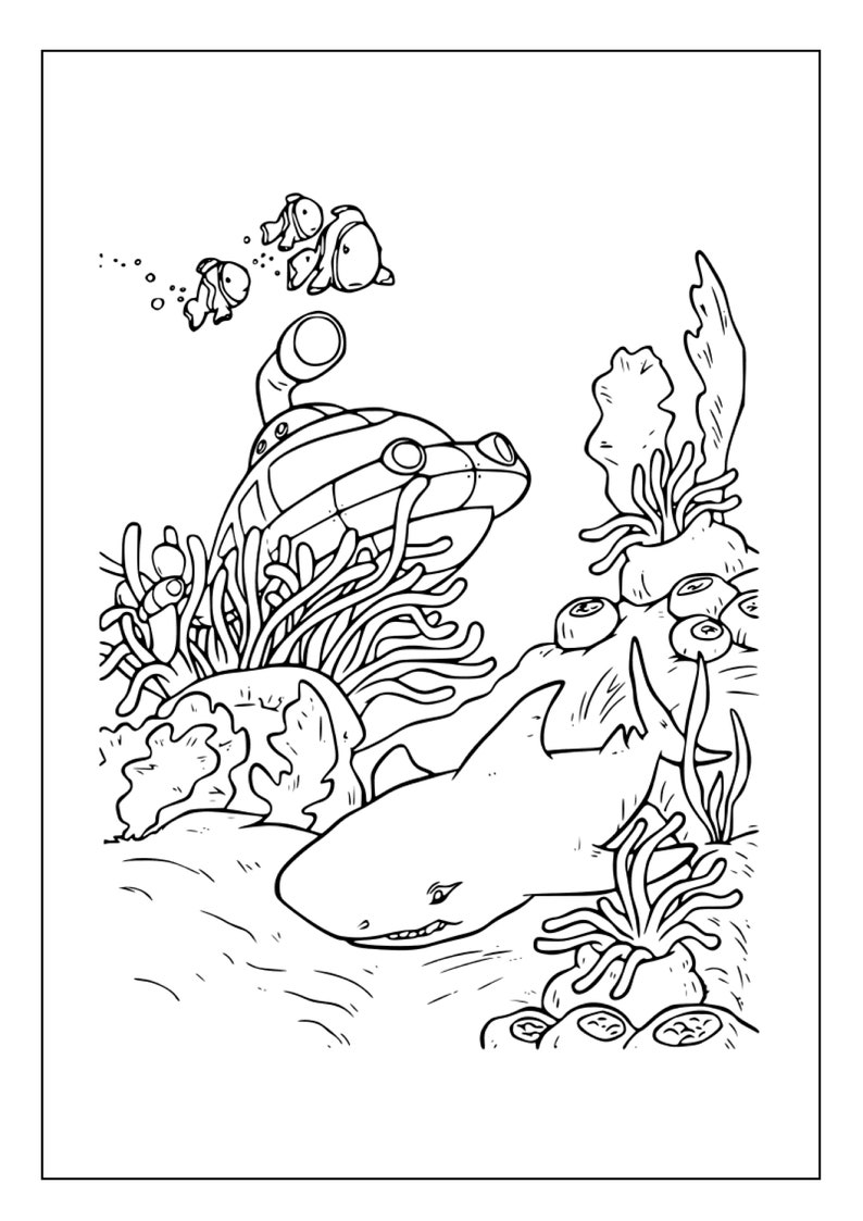 Printable Shark Coloring Pages for Kids & Adults, 100 Pages, Instant ...