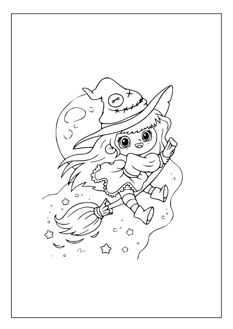Printable Halloween Kawaii Coloring Pages for Kids & Adults, 80 Pages ...