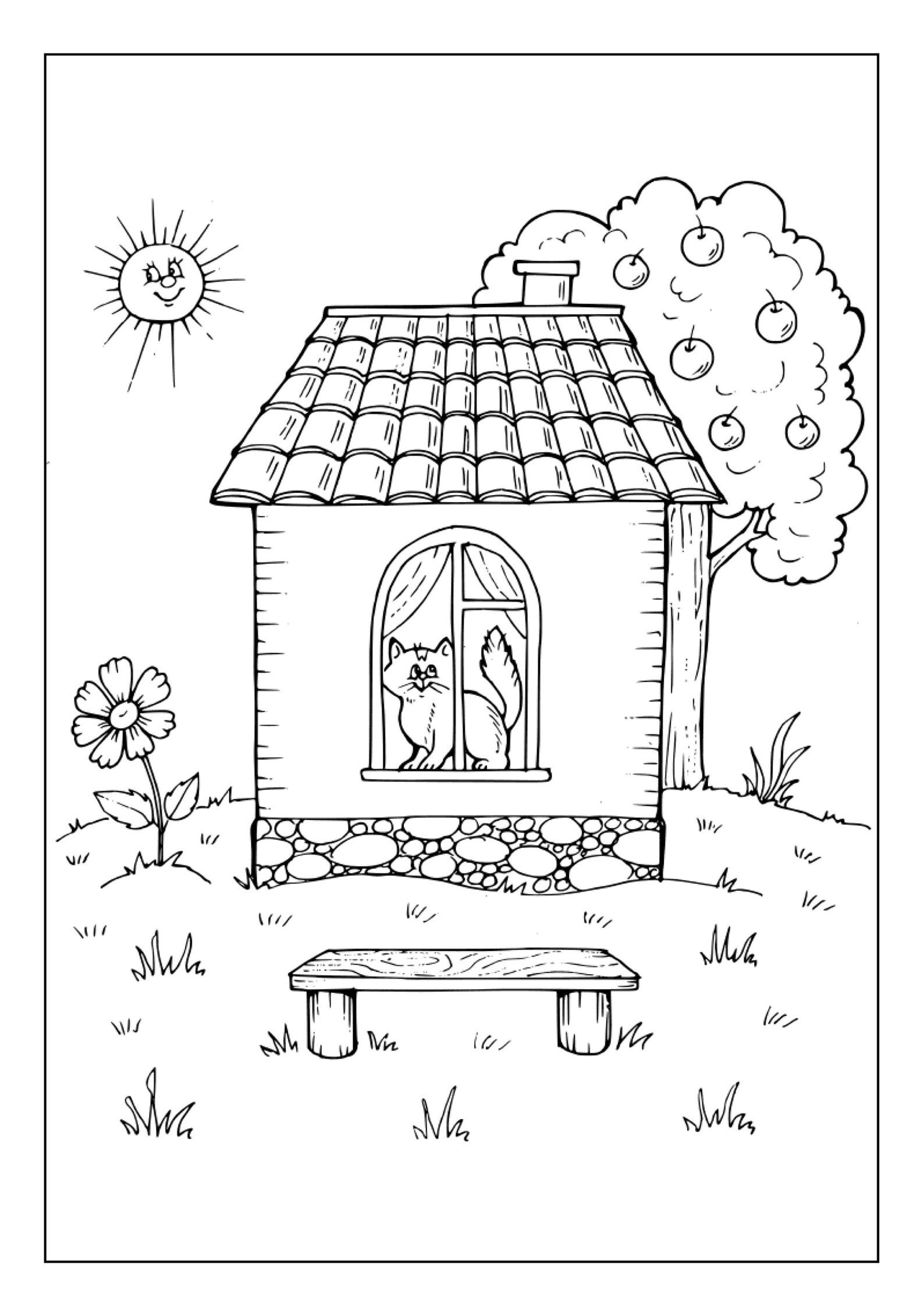 Printable House Coloring Pages for Kids and Adults | 60 Pages | Instant ...