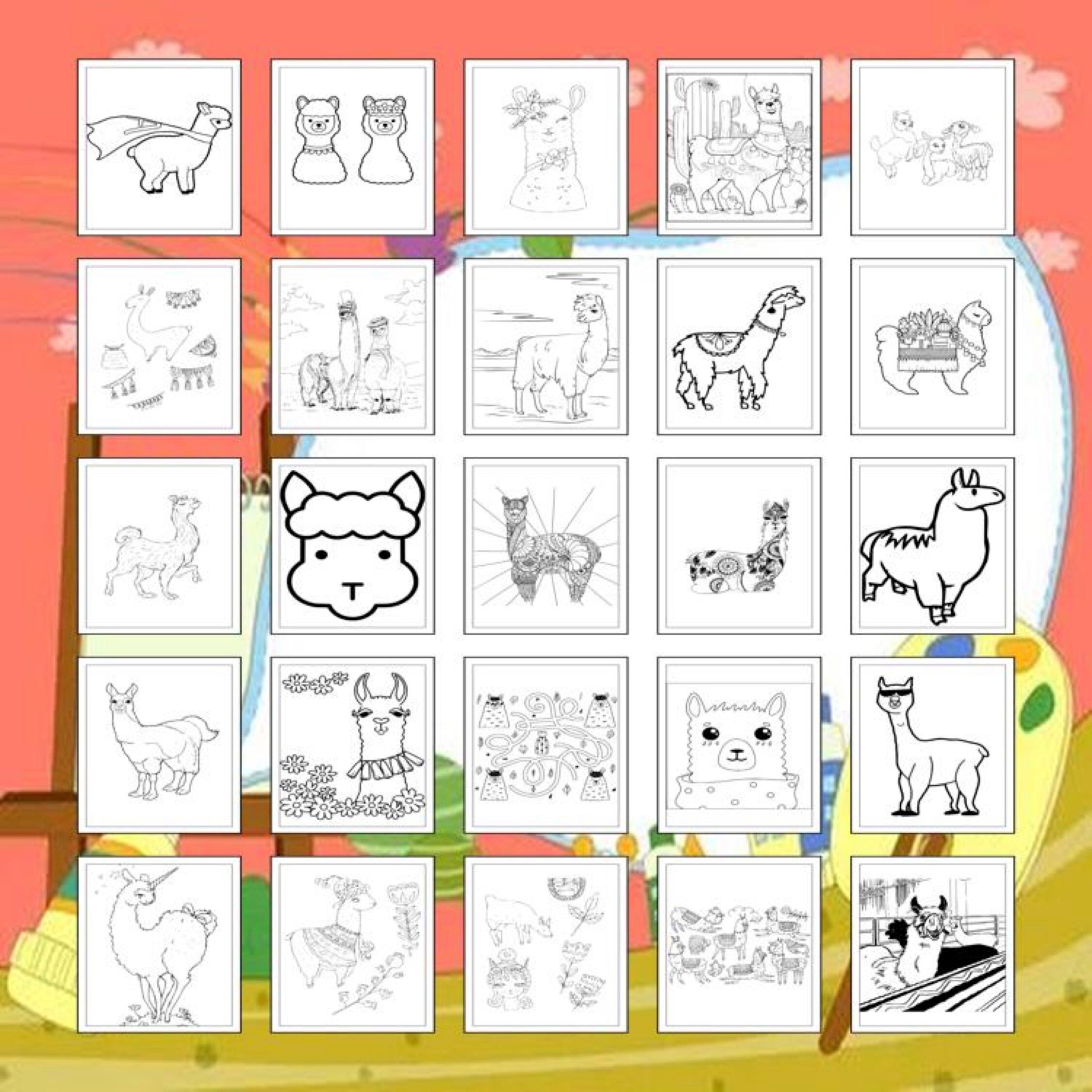 Printable Llama Coloring Pages for Kids & Adults | 85 Pages | Instant ...