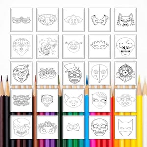 Printable Halloween Masks Coloring Pages for Kids and Adults | 90 Pages ...