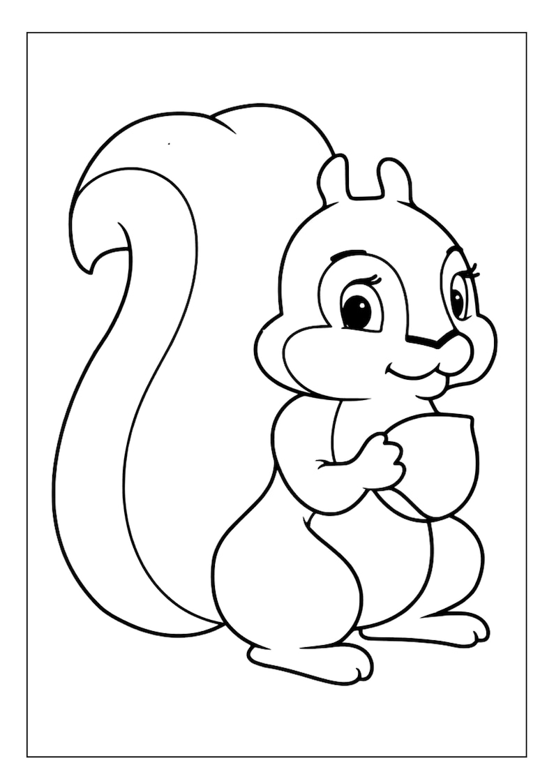 Printable Squirrel Coloring Pages for Kids and Adults 80 Pages Instant ...