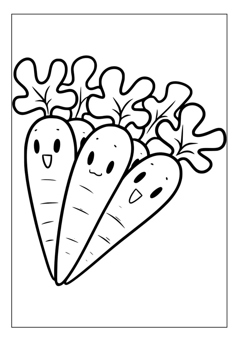 Printable Carrots Coloring Pages for Kids & Adults | 80 Pages | Instant ...