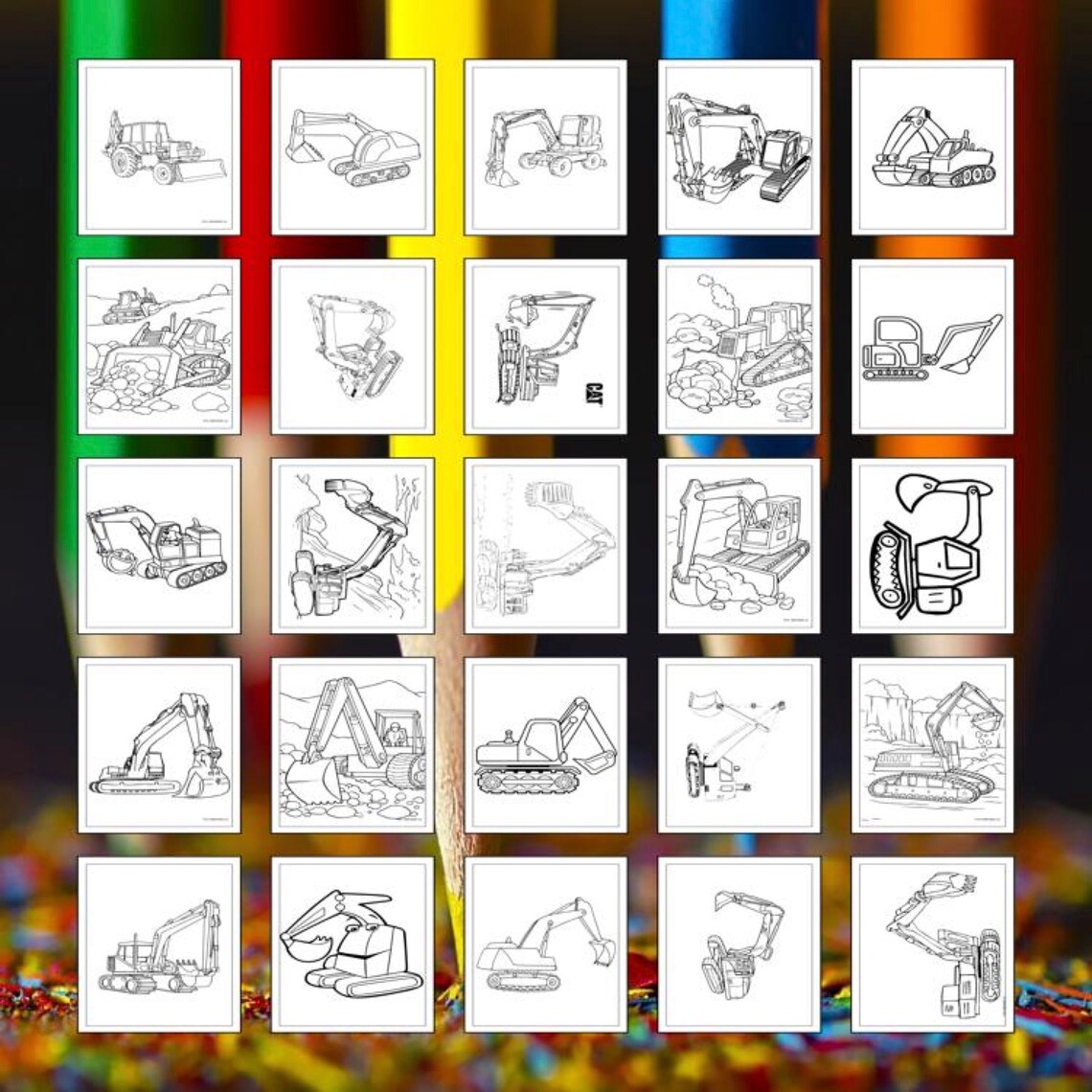 Printable Excavator Coloring Pages for Kids & Adults 30 Pages Instant ...