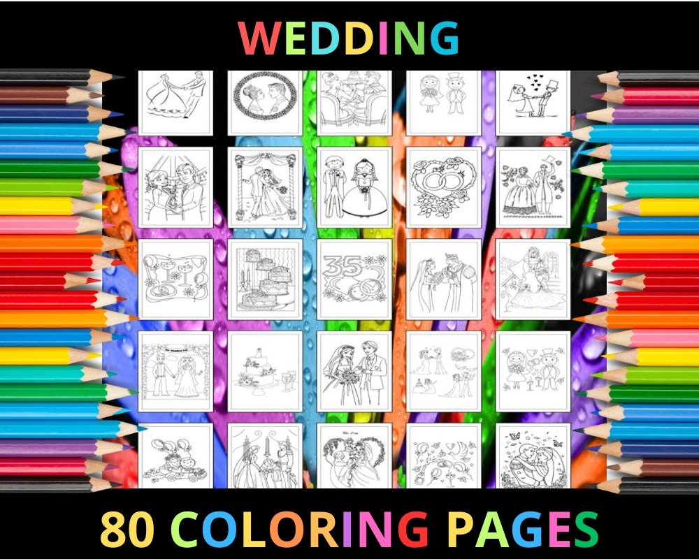 Printable Wedding Coloring Pages for Kids and Adults | 80 Pages ...