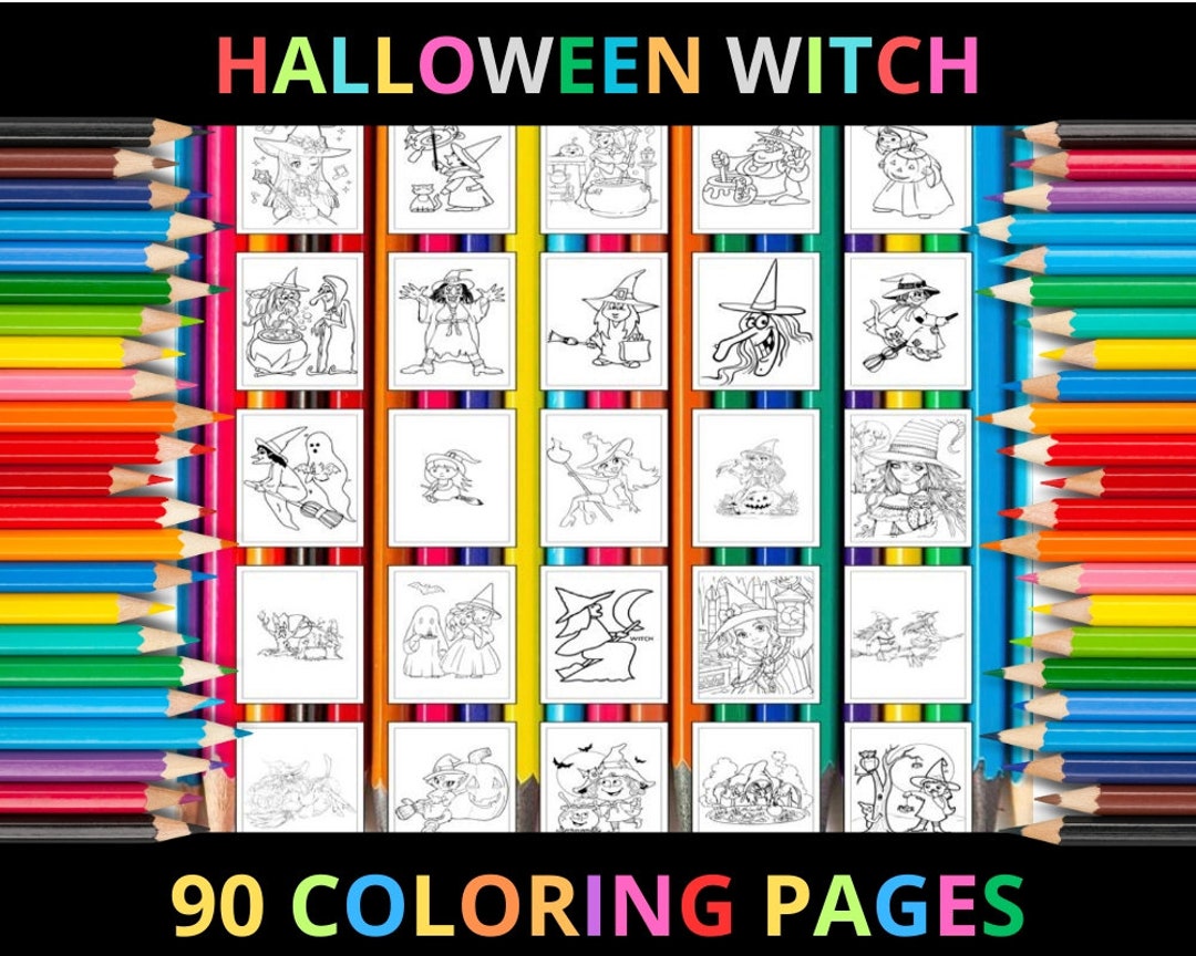 Printable Halloween Witch Coloring Pages for Kids and Adults | 90 Pages ...