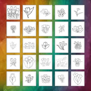 Printable Tulip Coloring Pages for Kids & Adults | 40 Pages | Digital ...