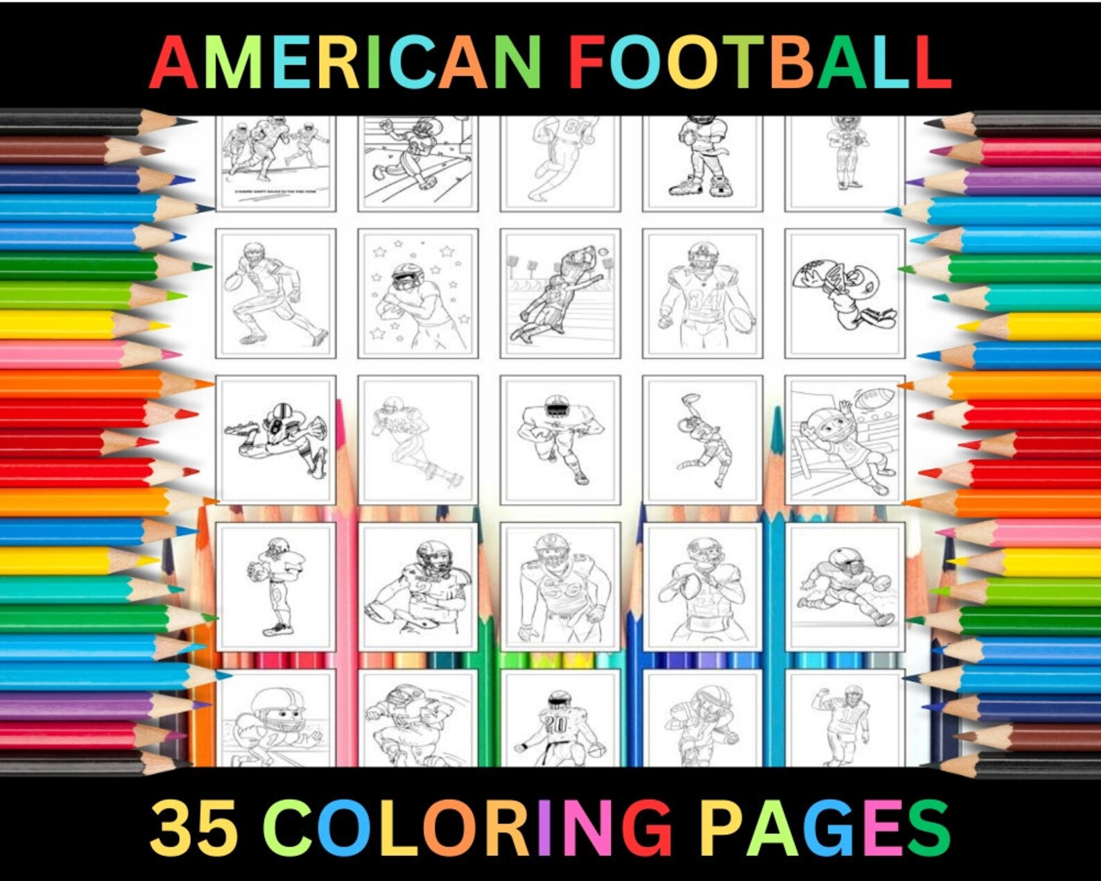 Printable American Football Coloring Pages for Kids & Adults | 35 Pages ...