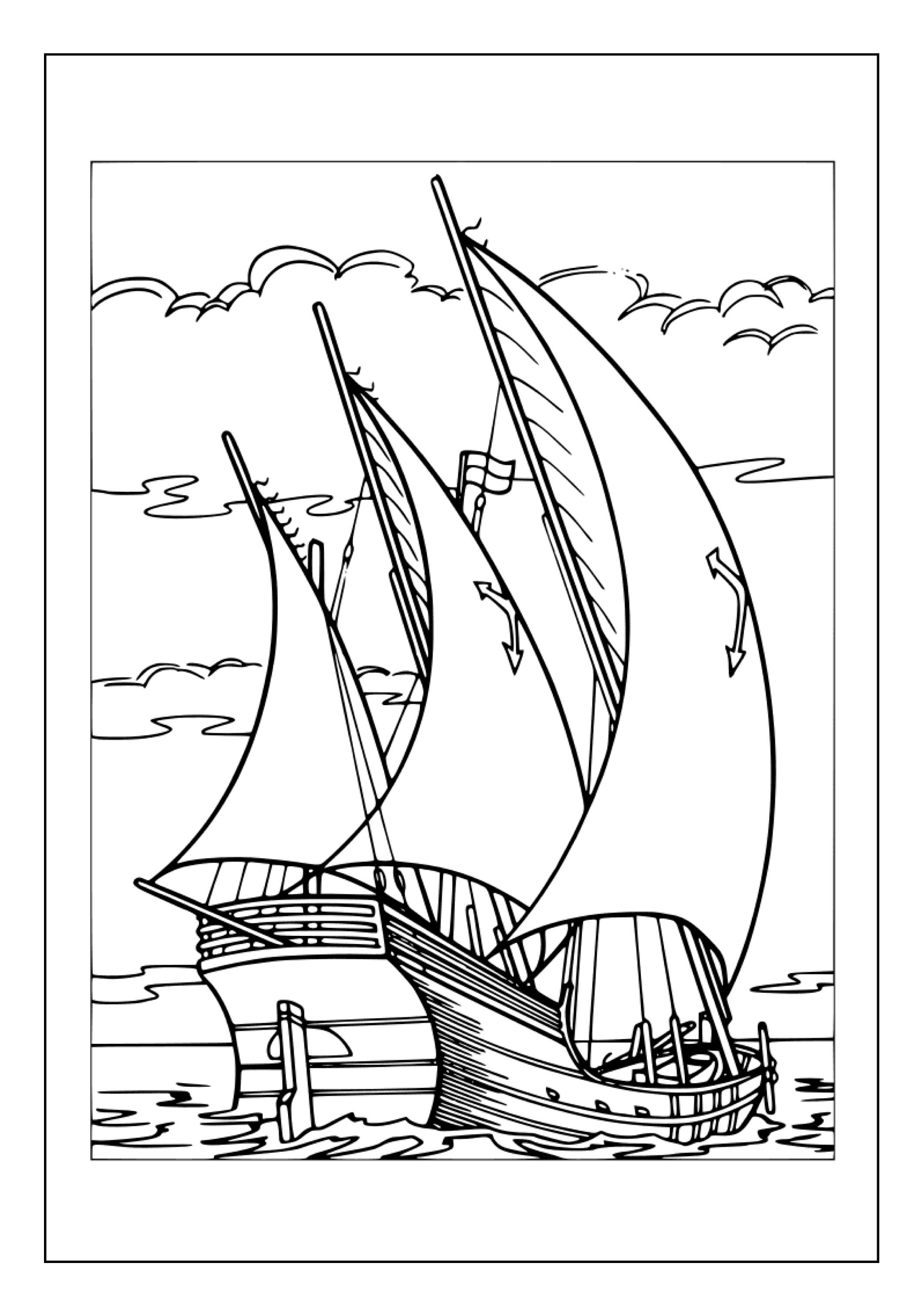 Printable Sailboat Coloring Pages for Kids & Adults | 40 Pages ...