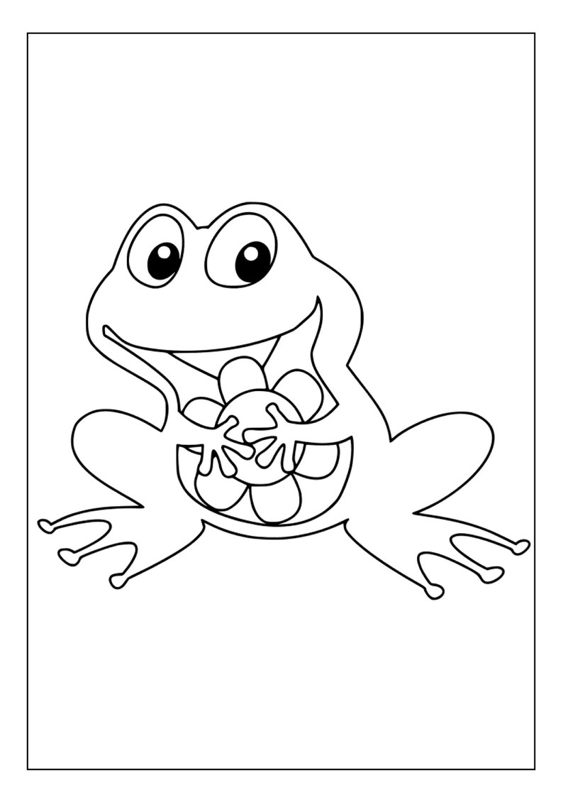 Printable Frogs Coloring Pages for Kids & Adults | 50 Pages | Instant ...