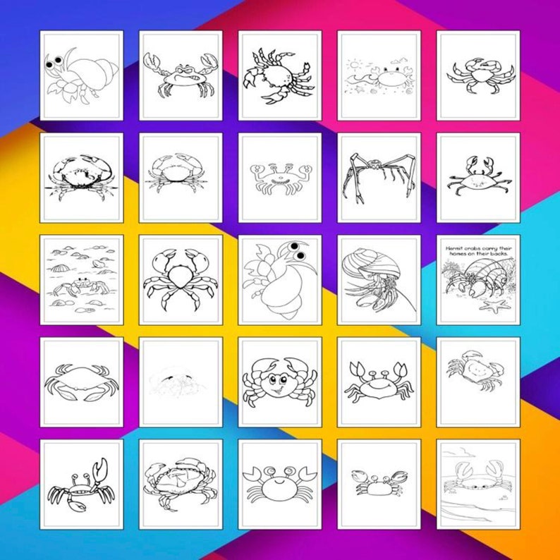 Printable Crabs Coloring Pages for Kids and Adults | 40 Pages | Instant ...