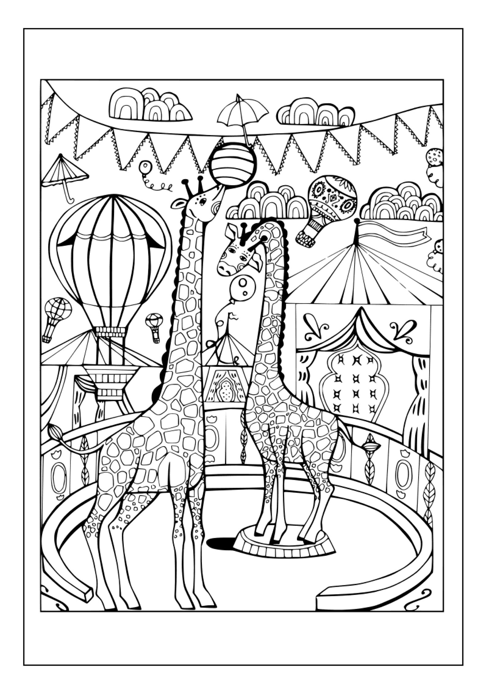 Printable Circus Coloring Pages for Kids and Adults 90 Pages Instant ...