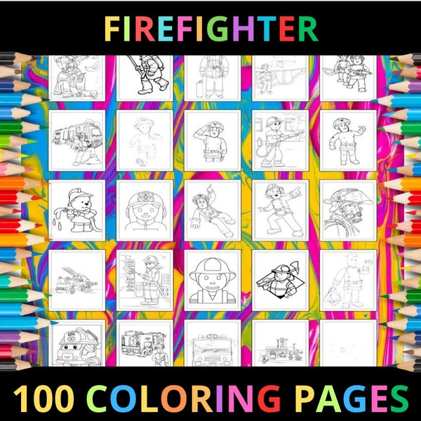 Fire Department Coloring Pages - Etsy