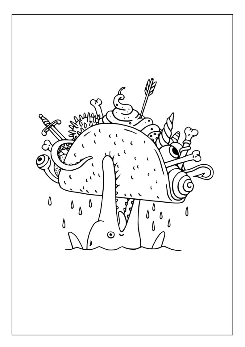 Printable Taco Coloring Pages for Kids and Adults | 25 Pages | Instant ...