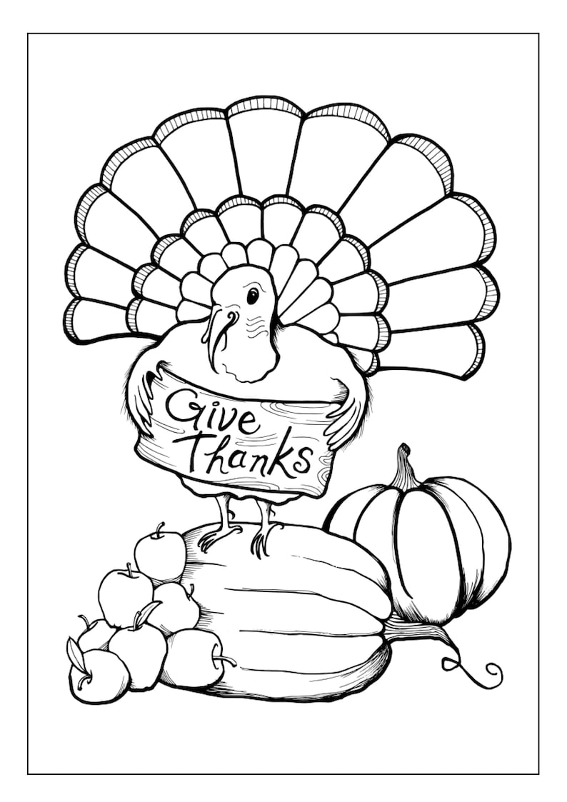 Printable Thanksgiving Coloring Pages for Kids and Adults | 50 Pages ...