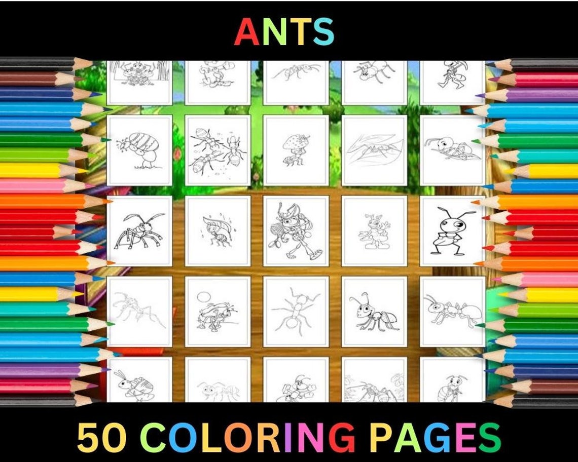 Printable Ants Coloring Pages for Kids & Adults 50 Pages Instant ...