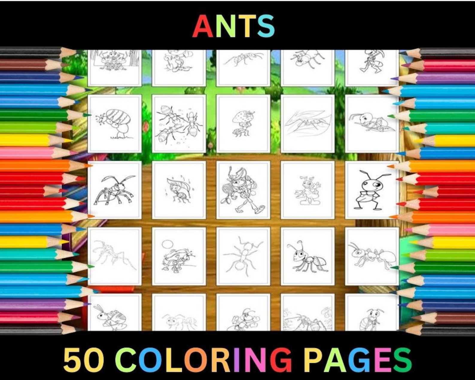 Printable Ants Coloring Pages for Kids & Adults 50 Pages Instant ...