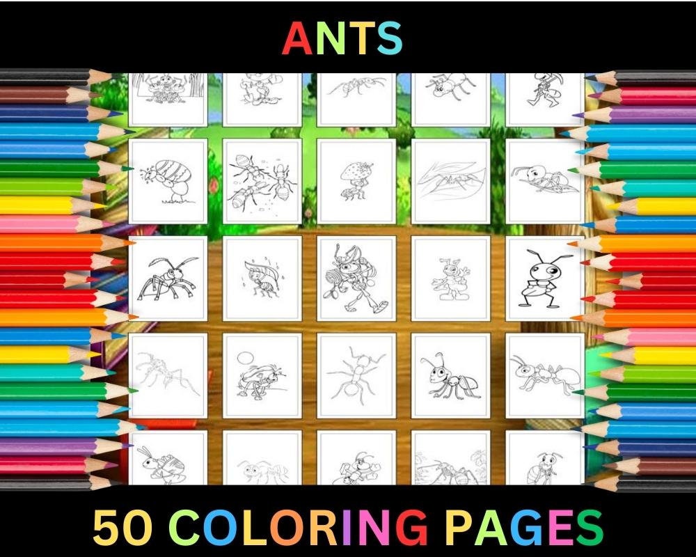Printable Ants Coloring Pages for Kids & Adults 50 Pages Instant ...