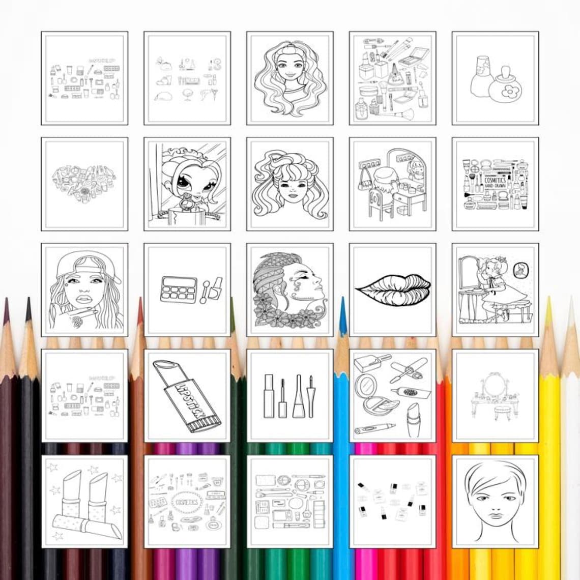 Printable Makeup Coloring Pages for Kids and Adults | 95 Pages ...