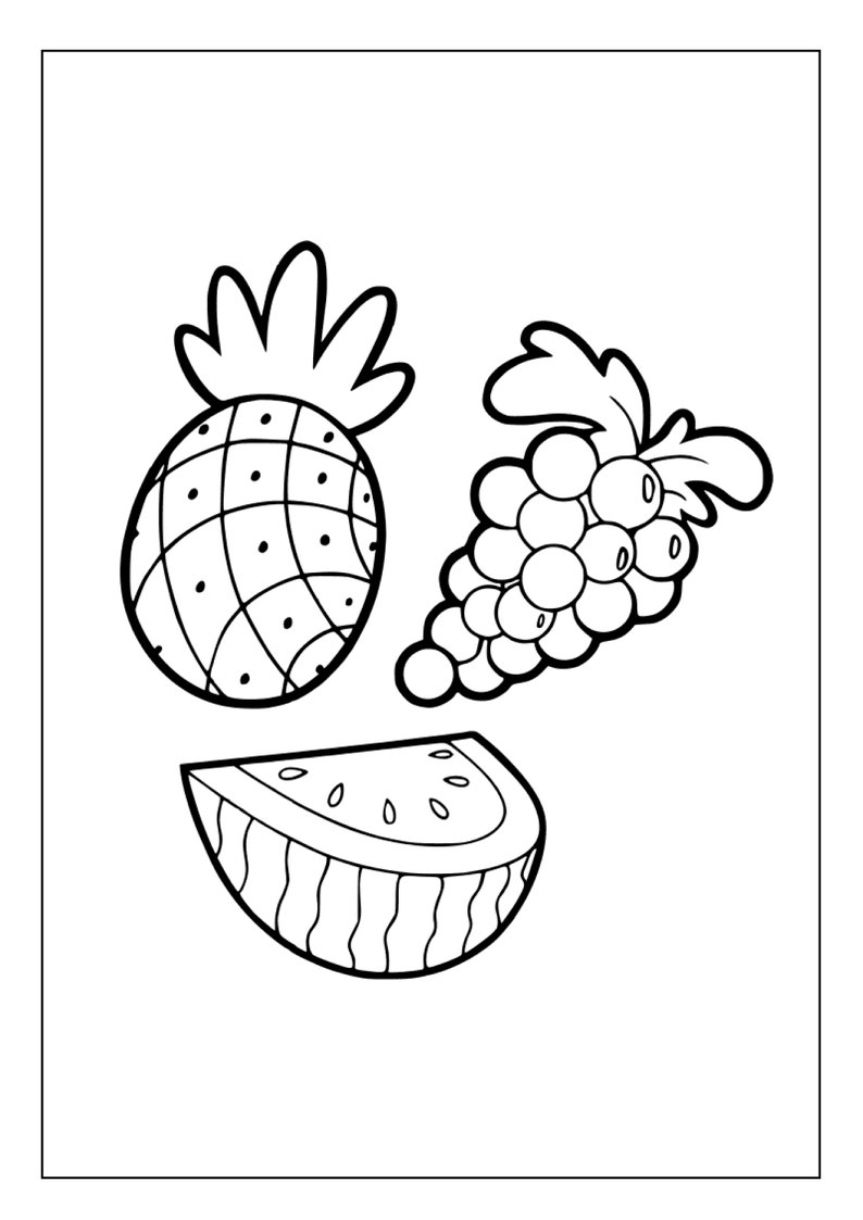 Printable Pineapple Coloring Pages for Kids and Adults 95 - Etsy