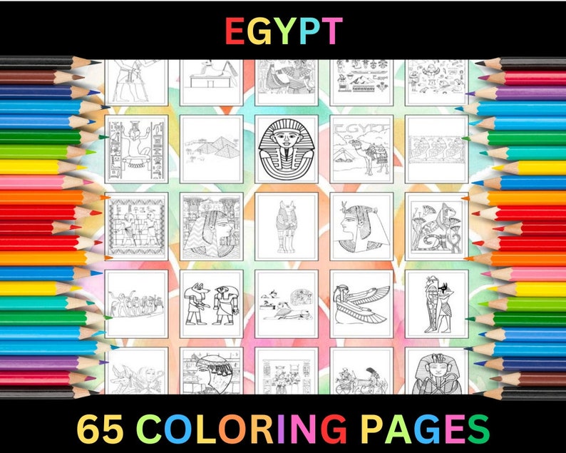Printable Egypt Coloring Pages for Kids & Adults | 65 Pages | Digital ...