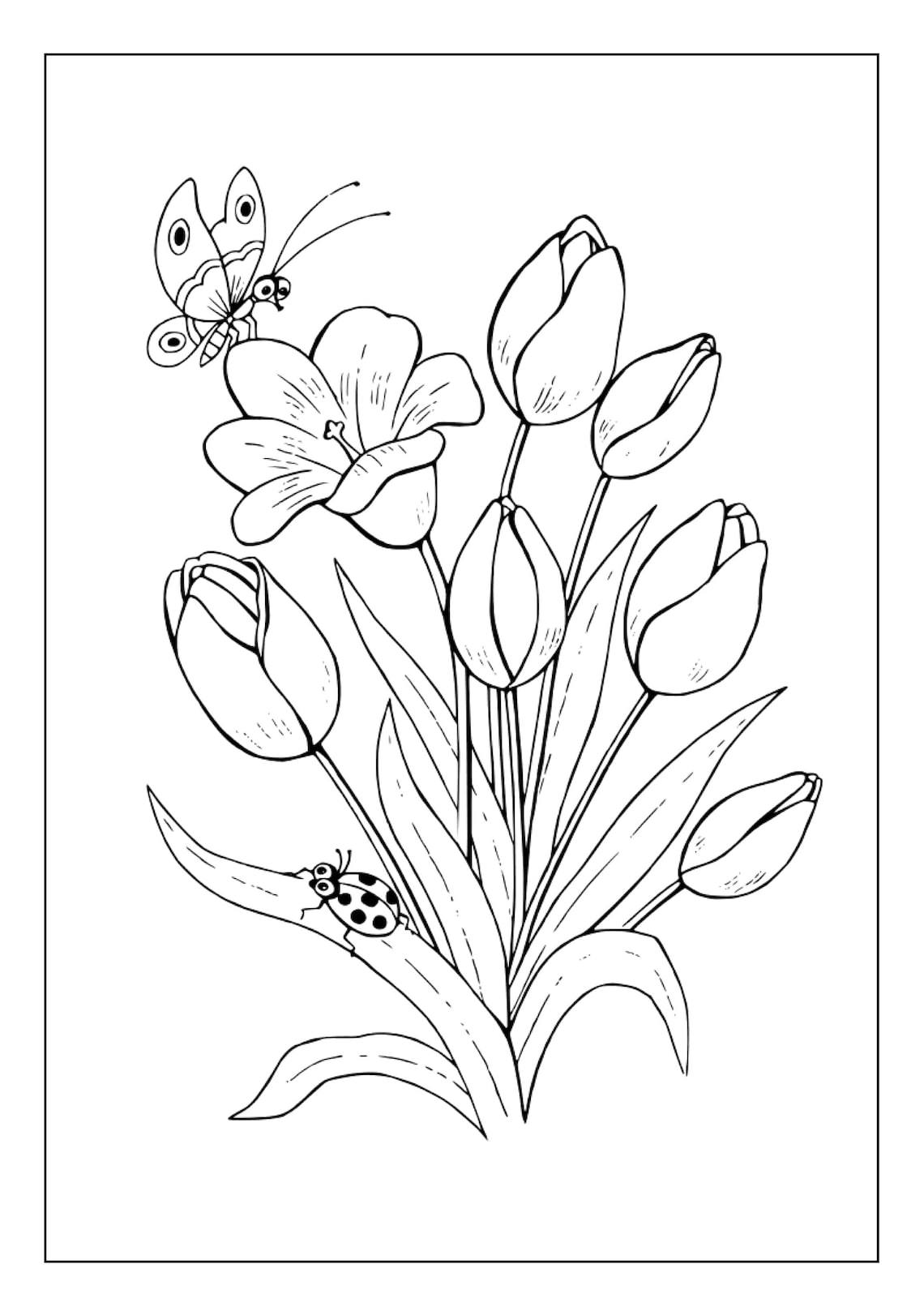 Printable Flowers Coloring Pages for Kids and Adults 70 Pages Instant ...