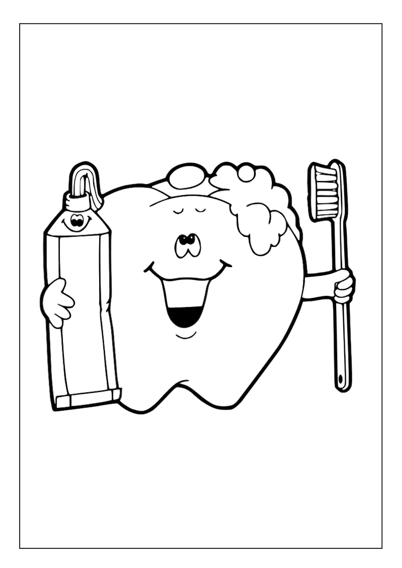 Printable Tooth Coloring Pages for Kids & Adults | 30 Pages | Instant ...