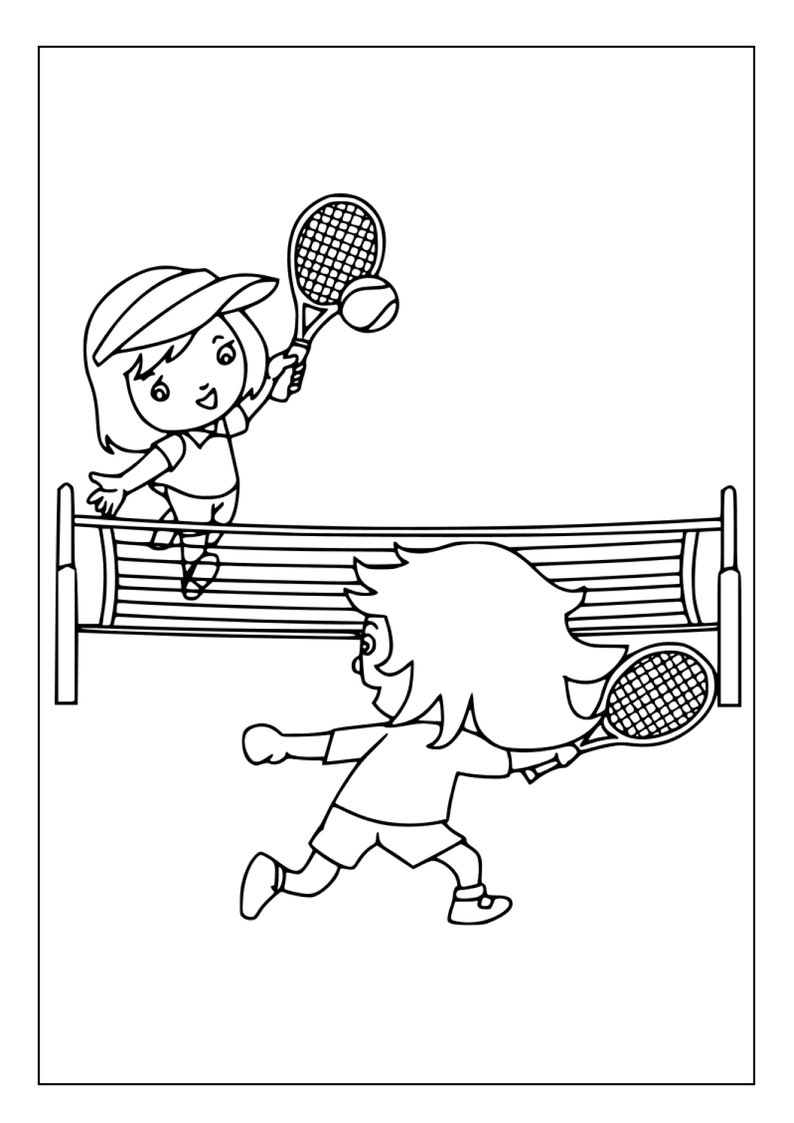 Printable Tennis Coloring Pages for Kids & Adults | 70 Pages | Instant ...