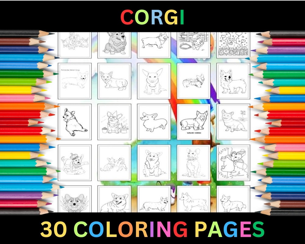 Printable Corgi Coloring Pages for Kids & Adults 30 Pages Instant ...