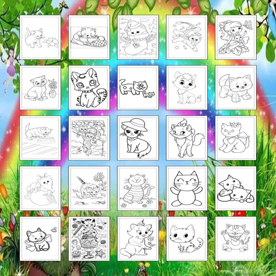 Printable Kitten Coloring Pages for Kids & Adults 100 Pages - Etsy