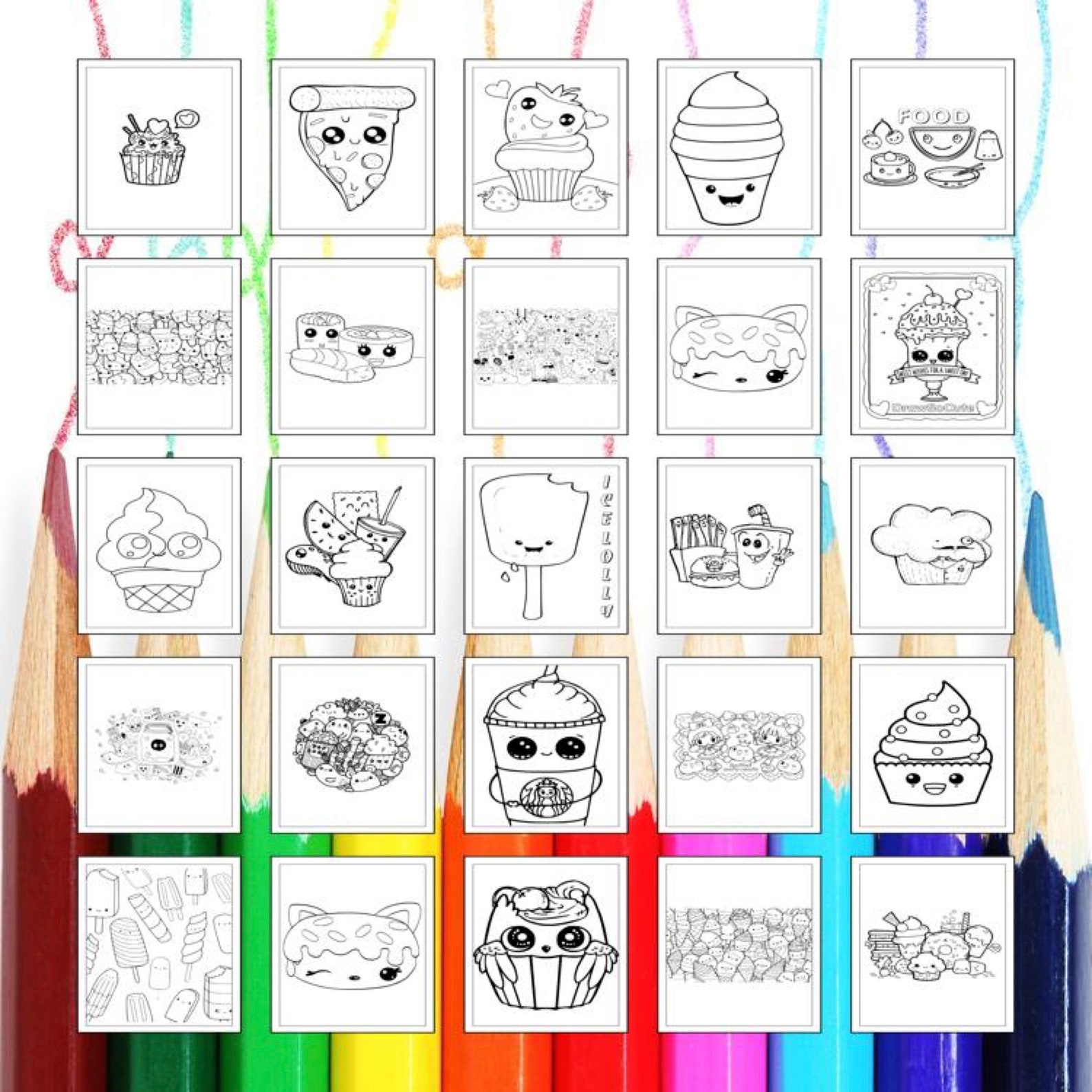 Printable Kawaii Food Coloring Pages for Kids and Adults | 95 Pages ...