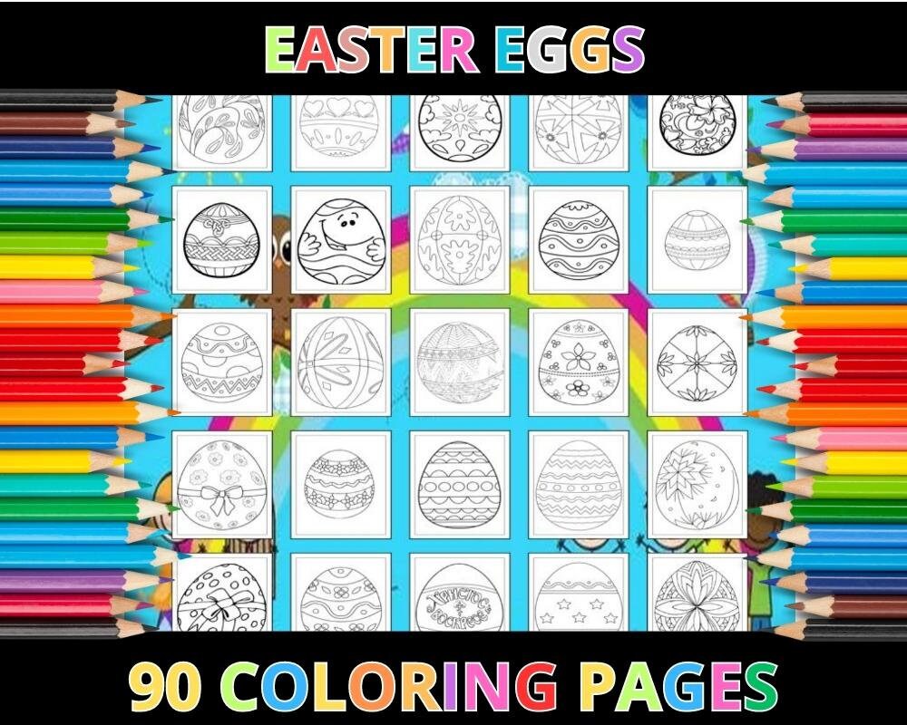 Printable Easter Eggs Coloring Pages for Kids & Adults | 90 Pages ...