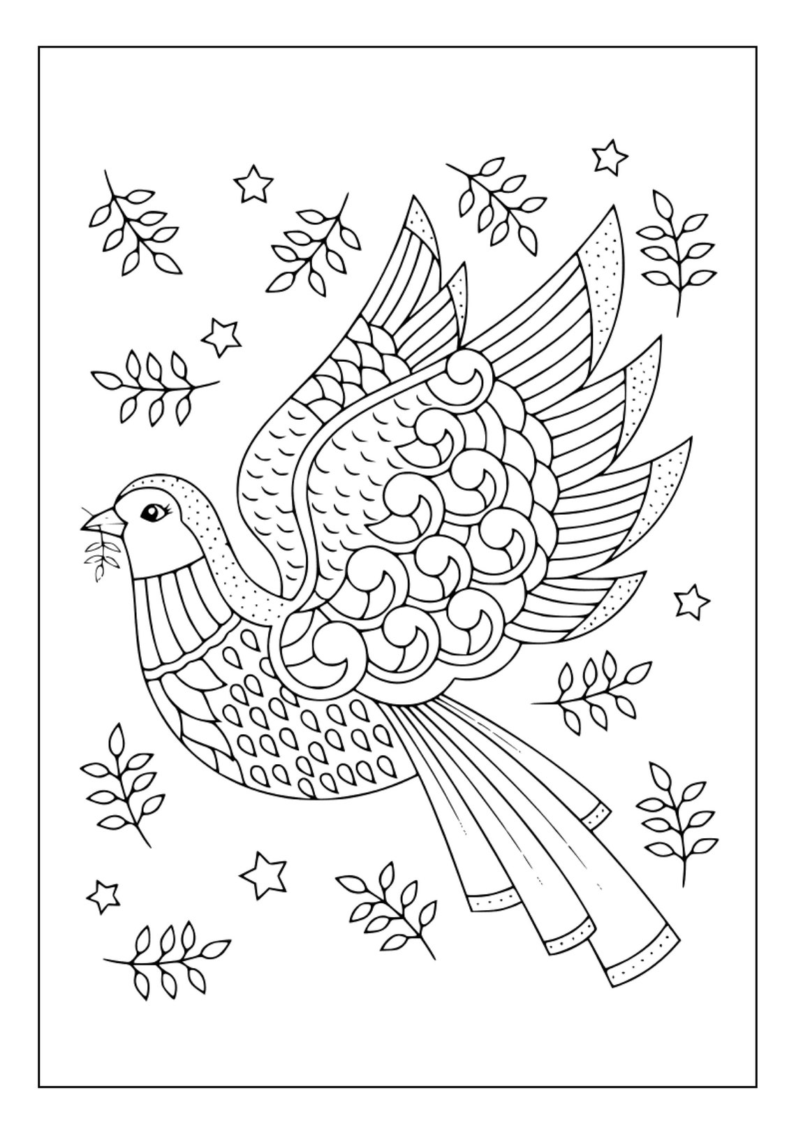 Printable Dove Coloring Pages for Kids & Adults | 50 Pages | Instant ...