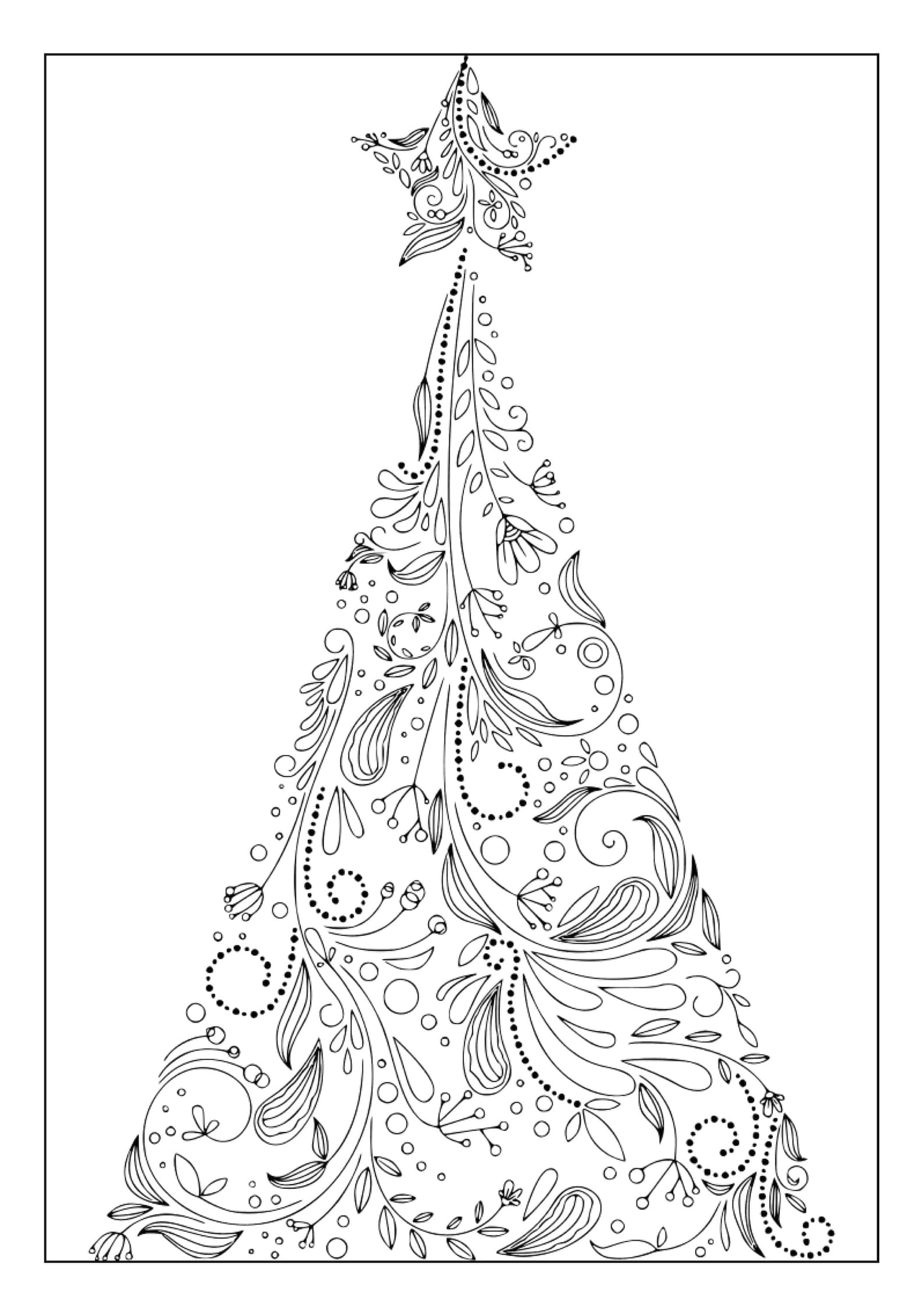 Printable Christmas Tree Coloring Pages for Kids and Adults | 100 Pages ...