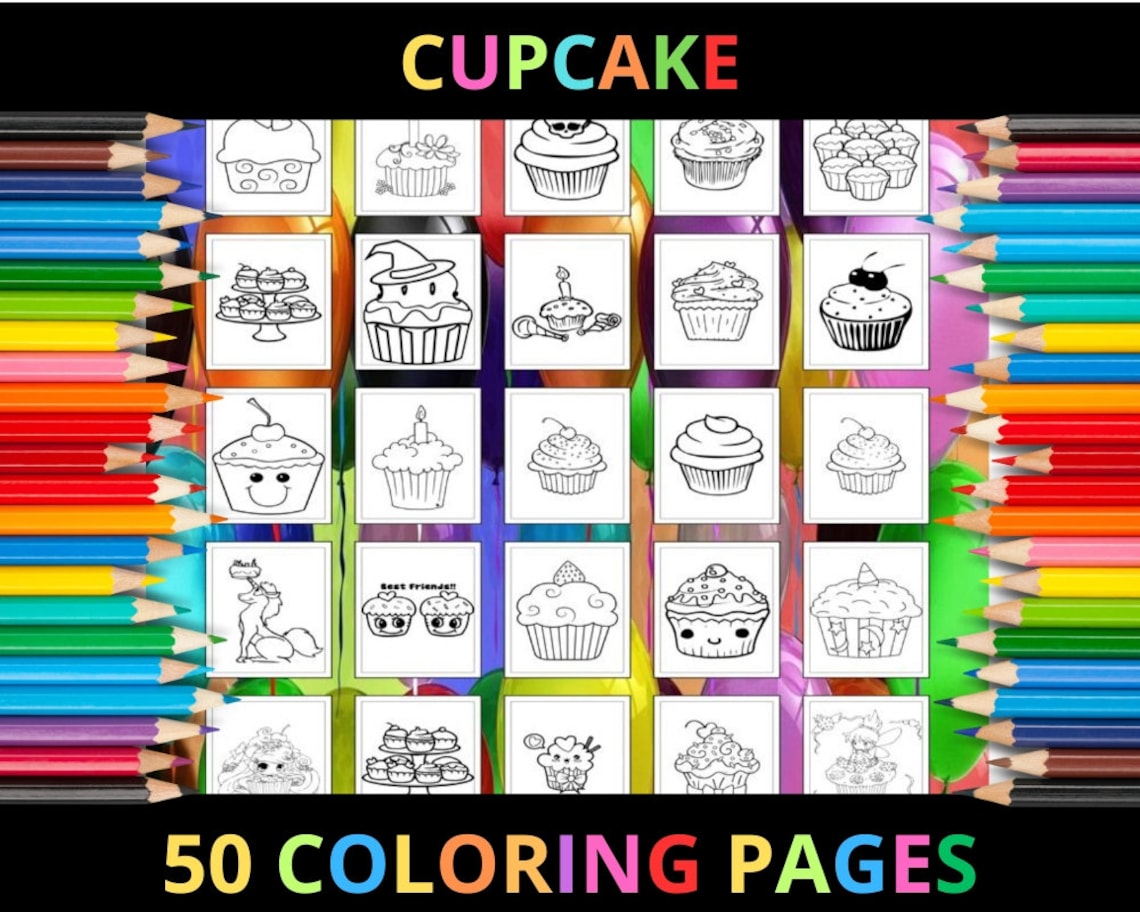 Printable Cupcake Coloring Pages for Kids and Adults | 50 Pages ...