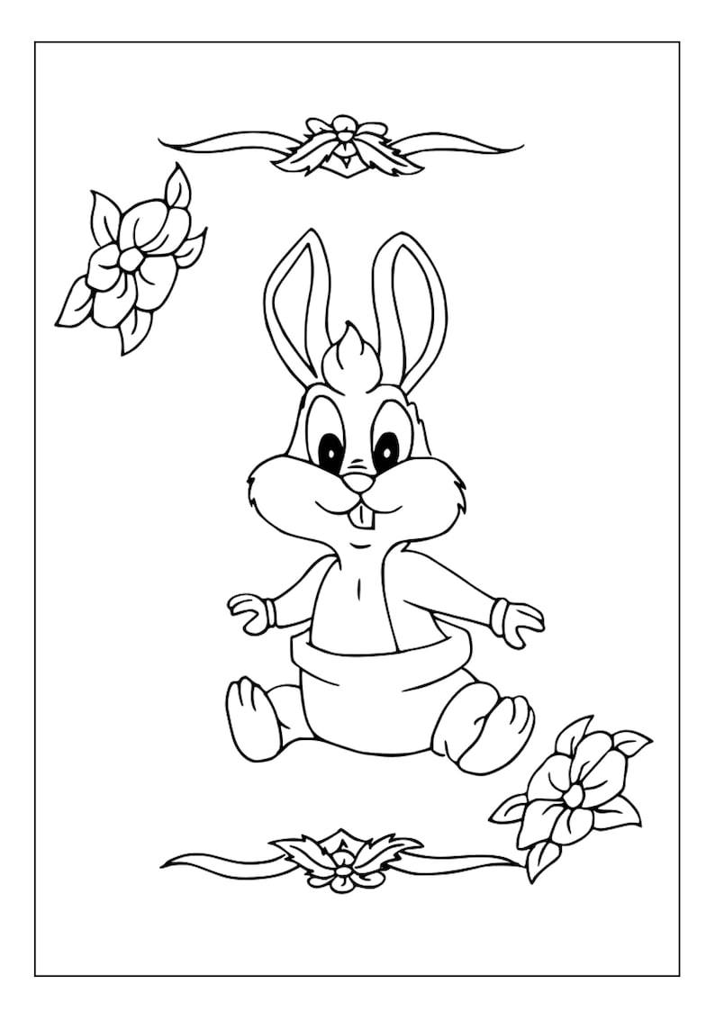 Printable Rabbit Coloring Pages for Kids and Adults 70 Pages Instant ...